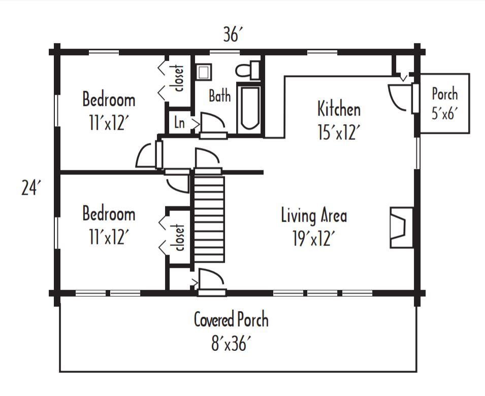 The Killington Log Cabin Features a Great Open Floor Plan