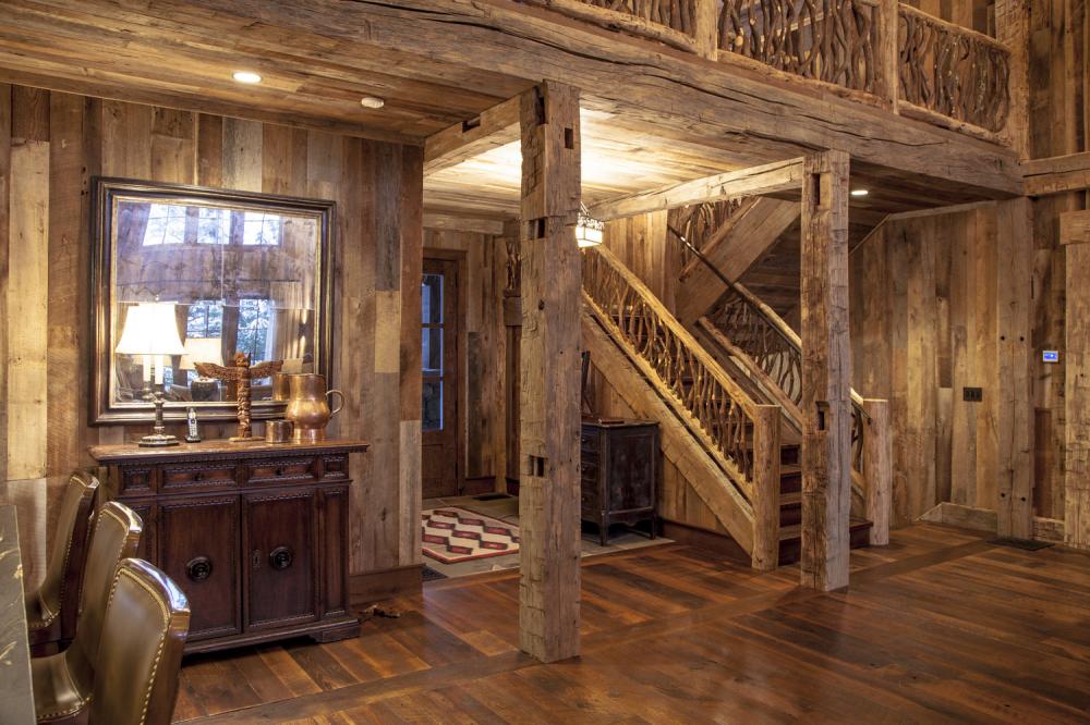 An Authentic Adirondack Style Log Home With Barn Board Details Throughout