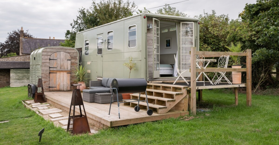Gaze Out at Countryside Views from a Vintage Horse Box In Somerset