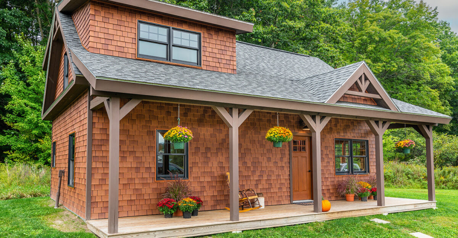 Beautiful Adirondack Style Home Feature a Rugged Timber Frame Roof and ...