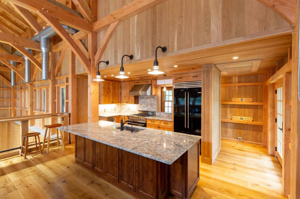 Custom Timber Frame Barn Features A Basketball Court