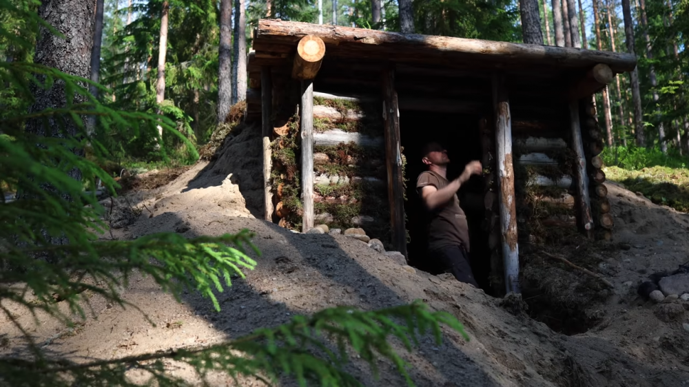 See How This Man Built His Best Dugout Ever Alone Into Wild Forest